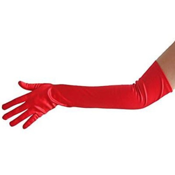Accessories | Last Pair 18 Long Red Satin Stretch Gloves Holiday Formal ...